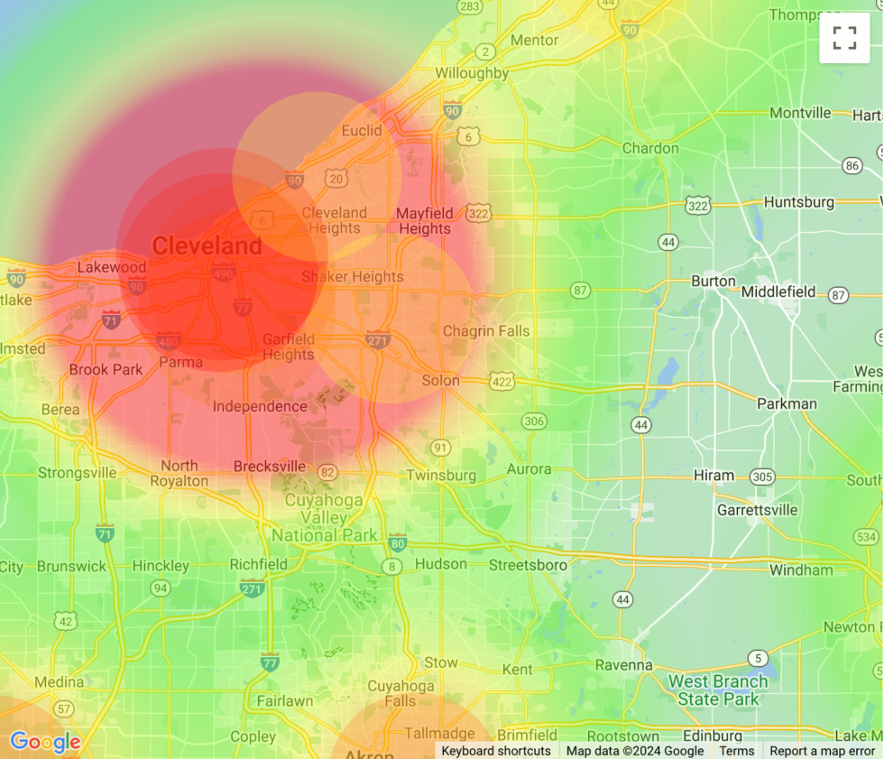 Interactive 2024 Average Air Quality Map of the Greater Cleveland Area ...